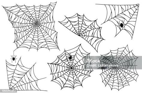 흰색 배경에 격리 된 거미 줄을 설정합니다 거미와 으스스한 할로윈 거미줄 개체 그룹에 대한 스톡 벡터 아트 및 기타 이미지 개체 그룹 거미 거미류 Istock
