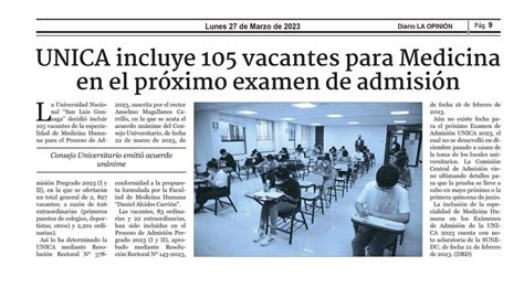 Nota Periodística Del Diario La Opinión Noticias Unica