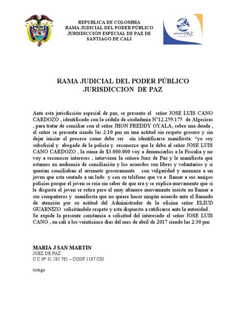 Actas De Juez De Paz Pdf