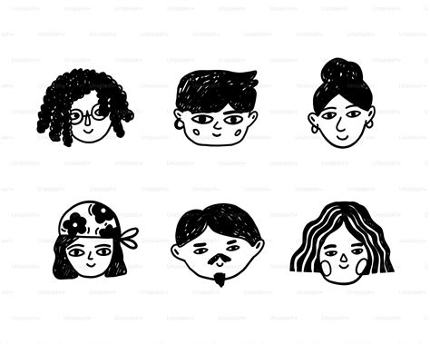 다양한 헤어 스타일을 가진 사람들의 그룹 벡터 Unsplash의 일러스트 이미지