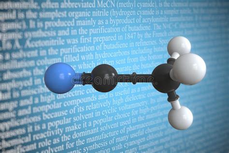 Acetonitrile Scientific Molecular Model 3d Rendering Stock Illustration Illustration Of