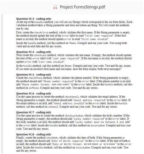 Solved Part C Creating The Java Validation Great Work You Chegg Com