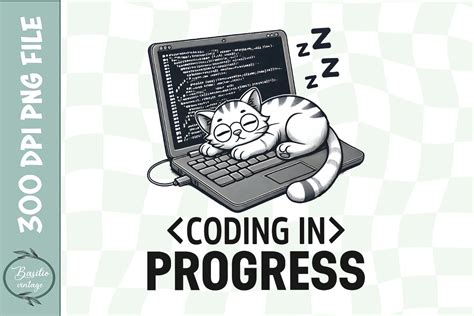 Coding In Progress Funny Programmer PNG Graphic By Basilio Vintage