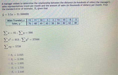 Answered The Standard Error Of Estimate Se… Bartleby
