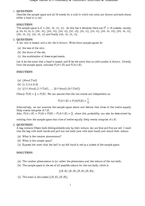 Basic Probability Notes For Single Maths B Probability And Statistics