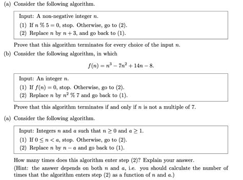 Solved A Consider The Following Algorithm Input A