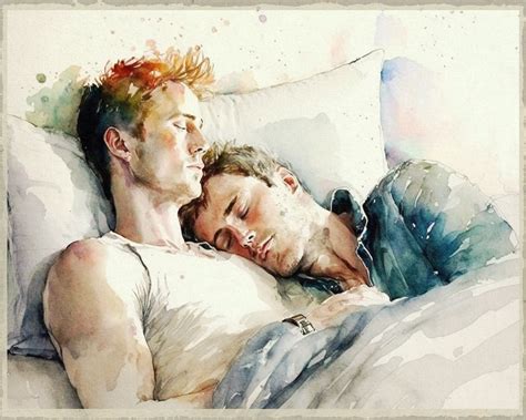 Sleeping Two Men In Bed Art Print By Dc Williams Instant Download 8