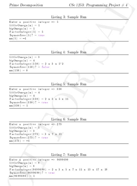 Generating The Prime Decomposition Given An Integer Chegg Com
