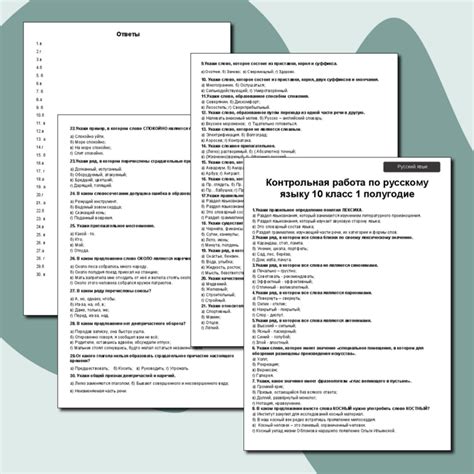 Контрольная работа по русскому языку за 1 полугодие 10 класса