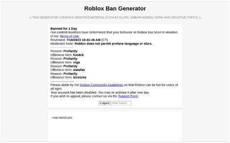 Roblox Ban Generator