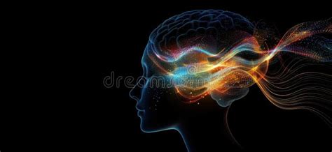 Abstract Representation Of Human Brain With Colorful Neural Connections