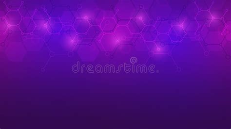Abstract Molecules On Purple Background Molecular Structures Or