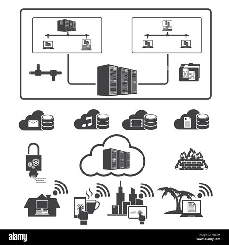 Big Data Icons Set Virtualization Computing Stock Vector Image Art Alamy