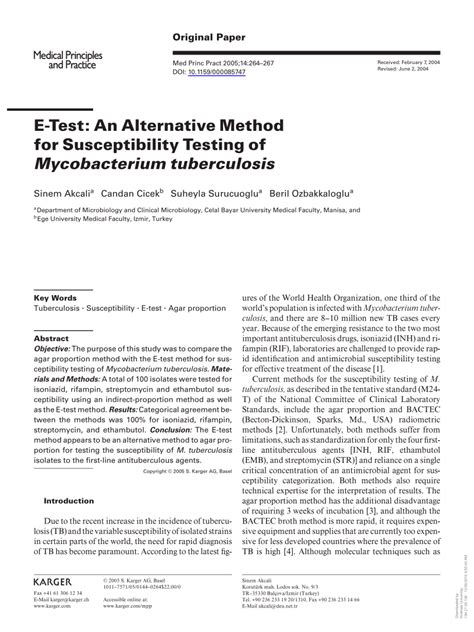 Pdf E Test An Alternative Method For Susceptibility Testing Of Mycobacterium Tuberculosis