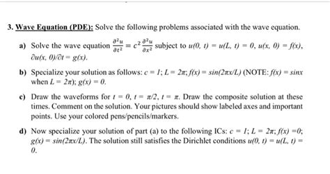 Solved 3 Wave Equation Pde Solve The Following Problems