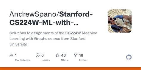 Github Andrewspanostanford Cs224w Ml With Graphs Solutions To Assignments Of The Cs224w