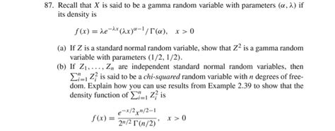 Solved Recall That X Is Said To Be A Gamma Random Variable Chegg