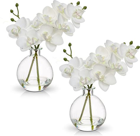 Oairse White Orchids Artificial Flowers Faux Orchid