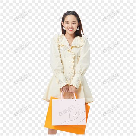 提着购物袋的时尚长发美女元素素材下载 正版素材402187886 摄图网