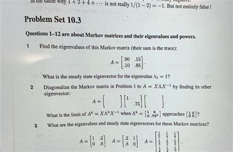Solved Problem Set 10 3 Questions 1 12 Are About Markov Chegg Com