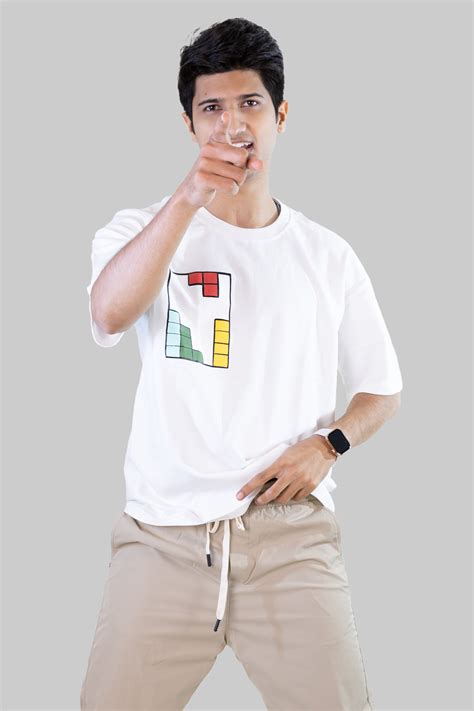 White Tetris Threads Drop Shoulder Tee Ilyzly