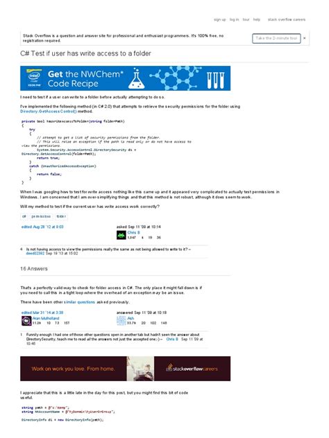 Permissions C Test If User Has Write Access To A Folder Stack Overflow Download Free Pdf