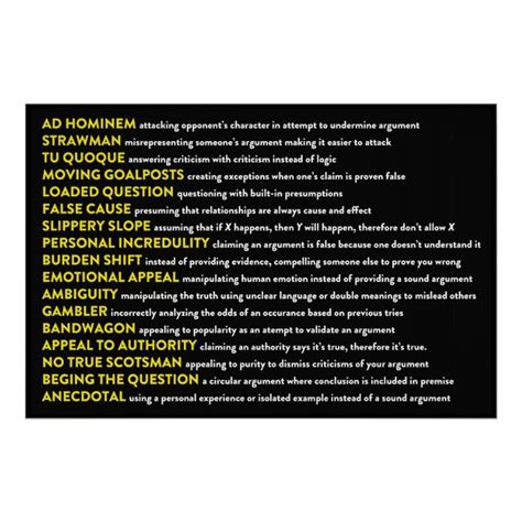Logical Fallacies Poster Zazzle Logical Fallacies Logic And Critical Thinking Logic
