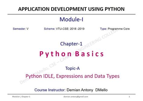 Python Programming Adp Vtu Cse 18cs55 Module 1 Chapter 1 Ppt