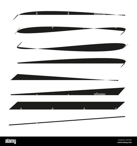 Set Of Abstract Tapered Line Designs Various Dynamic Elongated Shapes