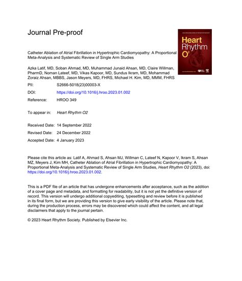 Pdf Catheter Ablation Of Atrial Fibrillation In Hypertrophic Cardiomyopathy A Proportional