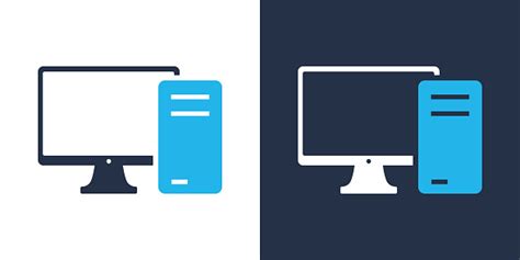 개인용 컴퓨터 아이콘입니다 단색 아이콘 벡터 그림입니다 웹 사이트 디자인 로고 앱 템플릿 Ui 등 데스크탑 컴퓨터에 대한 스톡