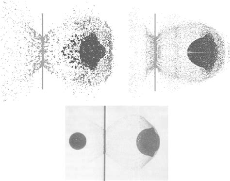 Debris Cloud Obtained By Sph Top Left Mpm Top Right And Experiment