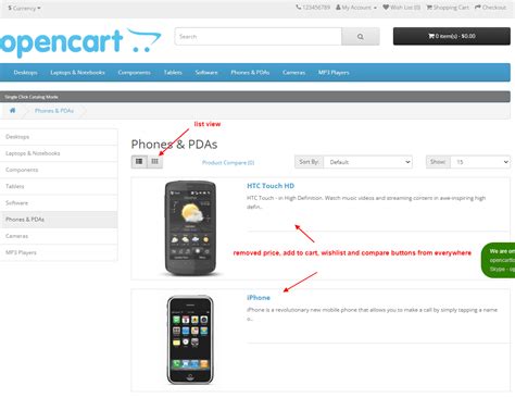 Opencart Single Click Catalog Mode