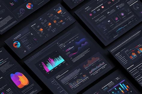 Abstract Data Visualization On Multiple Screens With Neon Colors And Charts Premium Ai