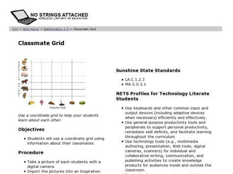 Classmate Grid Lesson Plan For 2nd 6th Grade Lesson Planet