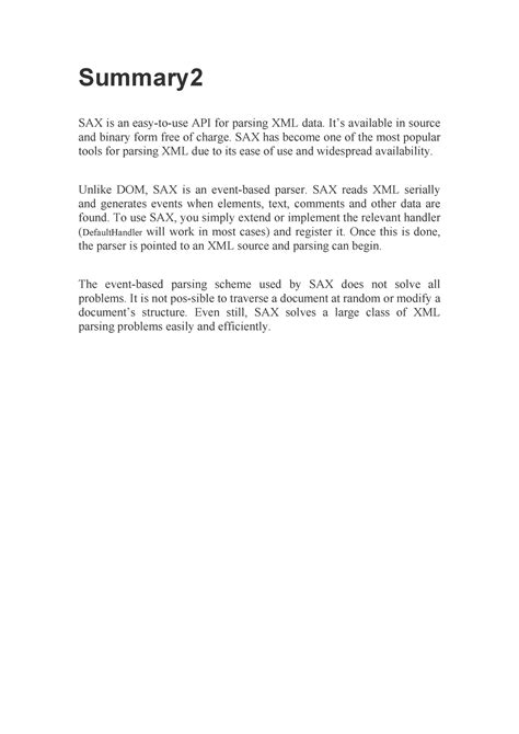 Summary 2 Prof Adam Summary Sax Is An Easy To Use Api For Parsing