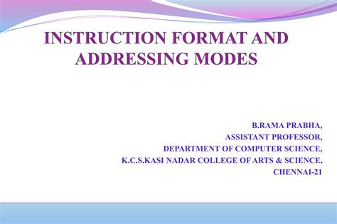 Instruction Format And Addressing Modes Ppt