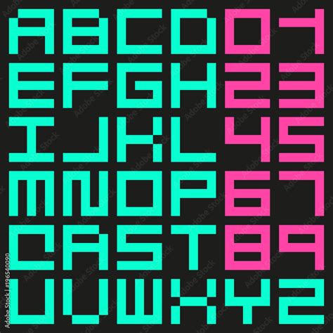 Minimalist Rectangular Pixel Vector Font Small Set Of Monospace Capital Letters And Digits