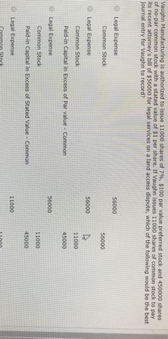 Solved Vaughn Manufacturing Is Authorized To Issue 11000 Chegg