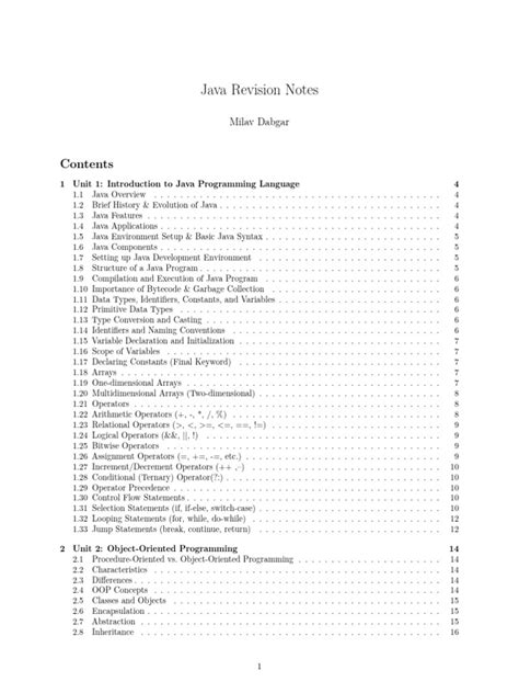 Java Revision Notes Latex Pdf