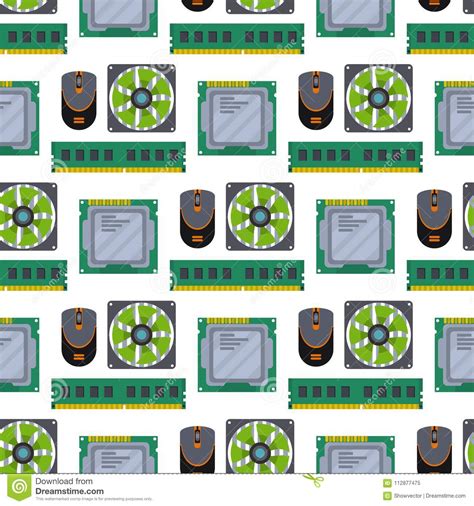 Computer Chip Technology Processor Seamless Pattern Background Circuit Motherboard Information