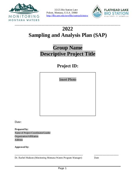 2022 Sampling And Analysis Plan Sap Group Name Flbs Umt Doc Template Pdffiller