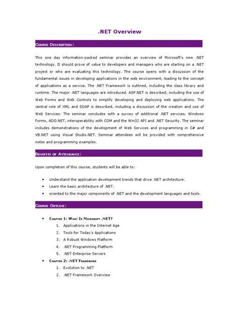 Net Overview Pdf Component Object Model Microsoft Visual Studio