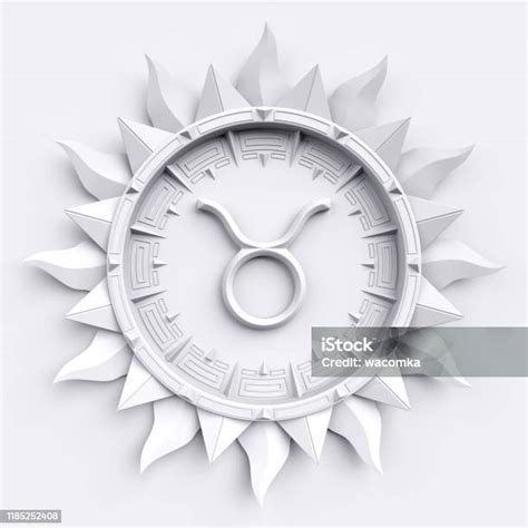 백서로 만든 황소 자리 조디악 기호입니다 최신 최소 3d 렌더링 파란색 배경 위에 황금 점성술 기호입니다 별자리 아이콘 3차원 형태에 대한 스톡 사진 및 기타 이미지