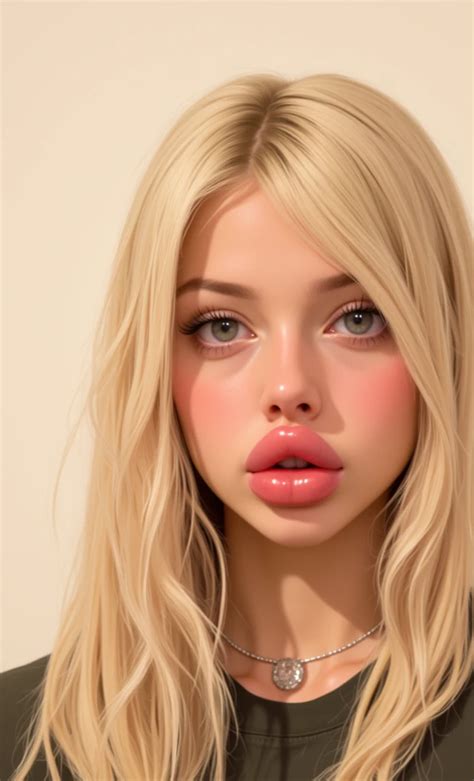 Blonde Girl Bimbo Lips Seaart Ai