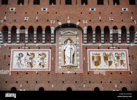 Ancient Sforza Castle In Milan City Beautiful Old Castello Sforzesco