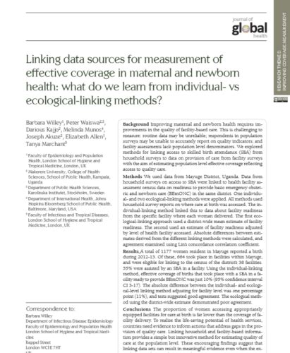 Linking Data Sources For Measurement Of Effective Coverage In Maternal