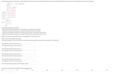 Solved The Following Program Implements A Stack That Grows Chegg