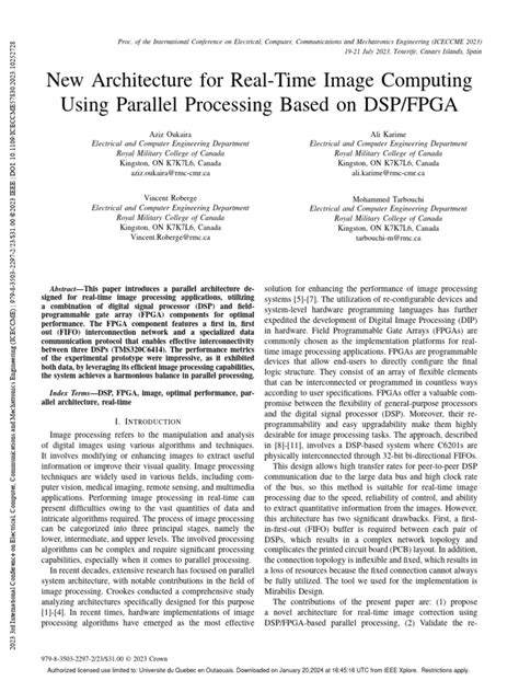 New Architecture For Real Time Image Computing Using Parallel