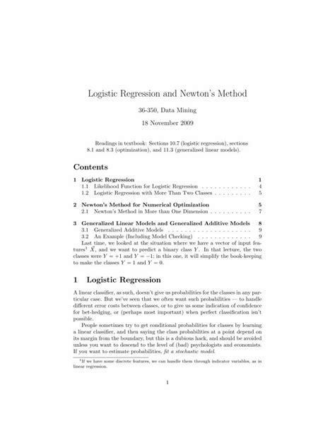 Pdf Logistic Regression And Newtons Method Dokumentips